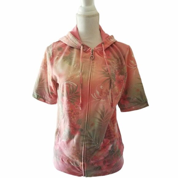 GreenTea | Tops | Green Tea Hooded Jacket Floral Coconut Girl Beach ...